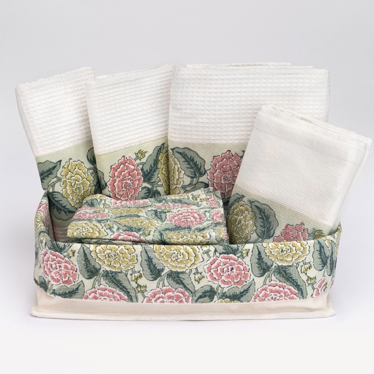 Dahlia lime bathroom set – Inka